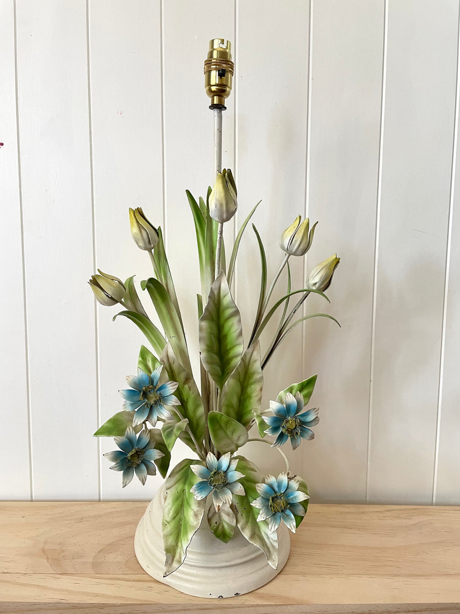 Blue floral Italian toleware lamp – Narissa Perks